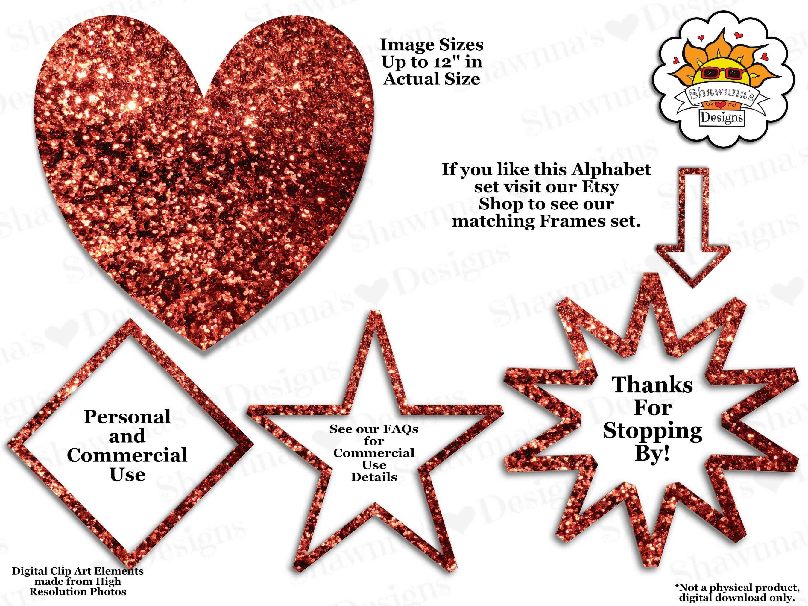 Red Glitter Alphabet Numbers & Symbols Clipart - Etsy