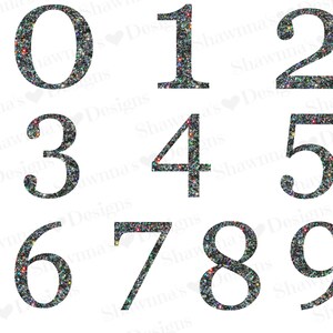 Black Holographic Glitter Alphabet, Numbers & Symbols Clipart - Etsy