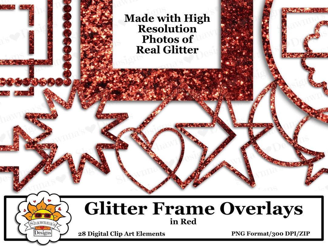 Red Glitter Frame Overlays – 28 Elements - Etsy
