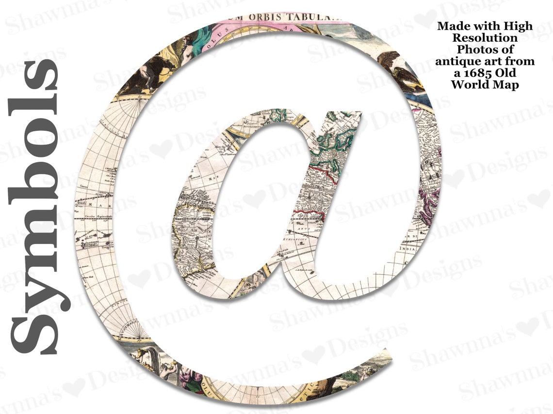 Old World Map From 1685 Alphabet, Numbers & Symbols Clipart Overlays ...