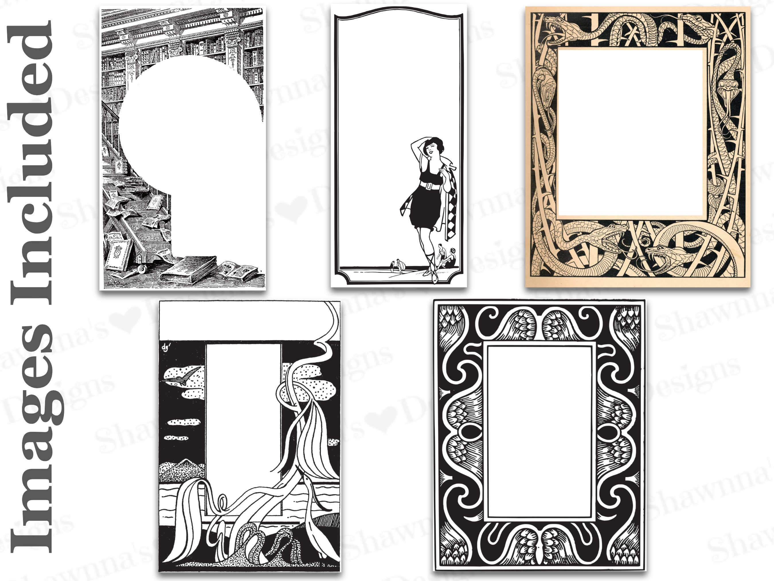Antique Art Title Page Frames – Clip Art Set – Volume 2 - KDP Bundle - Etsy