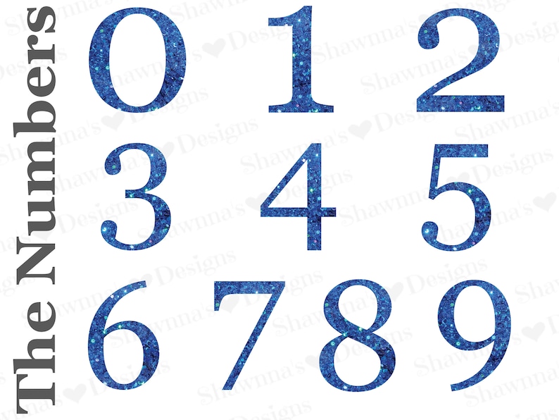 Blue Holographic Glitter Alphabet, Numbers & Symbols Clipart - Etsy