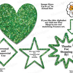 Green Chunky Iridescent Glitter Alphabet, Numbers & Symbols Clipart - Etsy