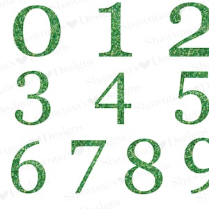 Green Chunky Iridescent Glitter Alphabet, Numbers & Symbols Clipart - Etsy
