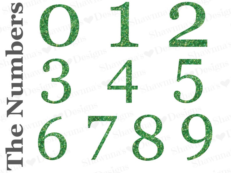 Green Chunky Iridescent Glitter Alphabet, Numbers & Symbols Clipart - Etsy