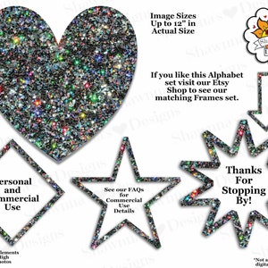 Black Holographic Glitter Alphabet, Numbers & Symbols Clipart - Etsy
