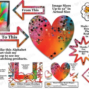 Neon Rainbow Glitter Resin Alphabet, Numbers & Symbols Clipart Overlays ...