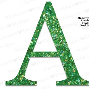 Green Chunky Iridescent Glitter Alphabet, Numbers & Symbols Clipart - Etsy