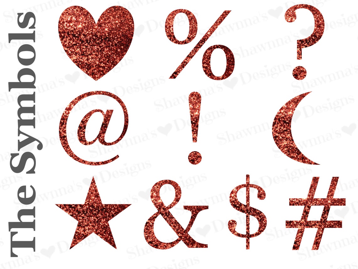 Red Glitter Alphabet Numbers & Symbols Clipart - Etsy