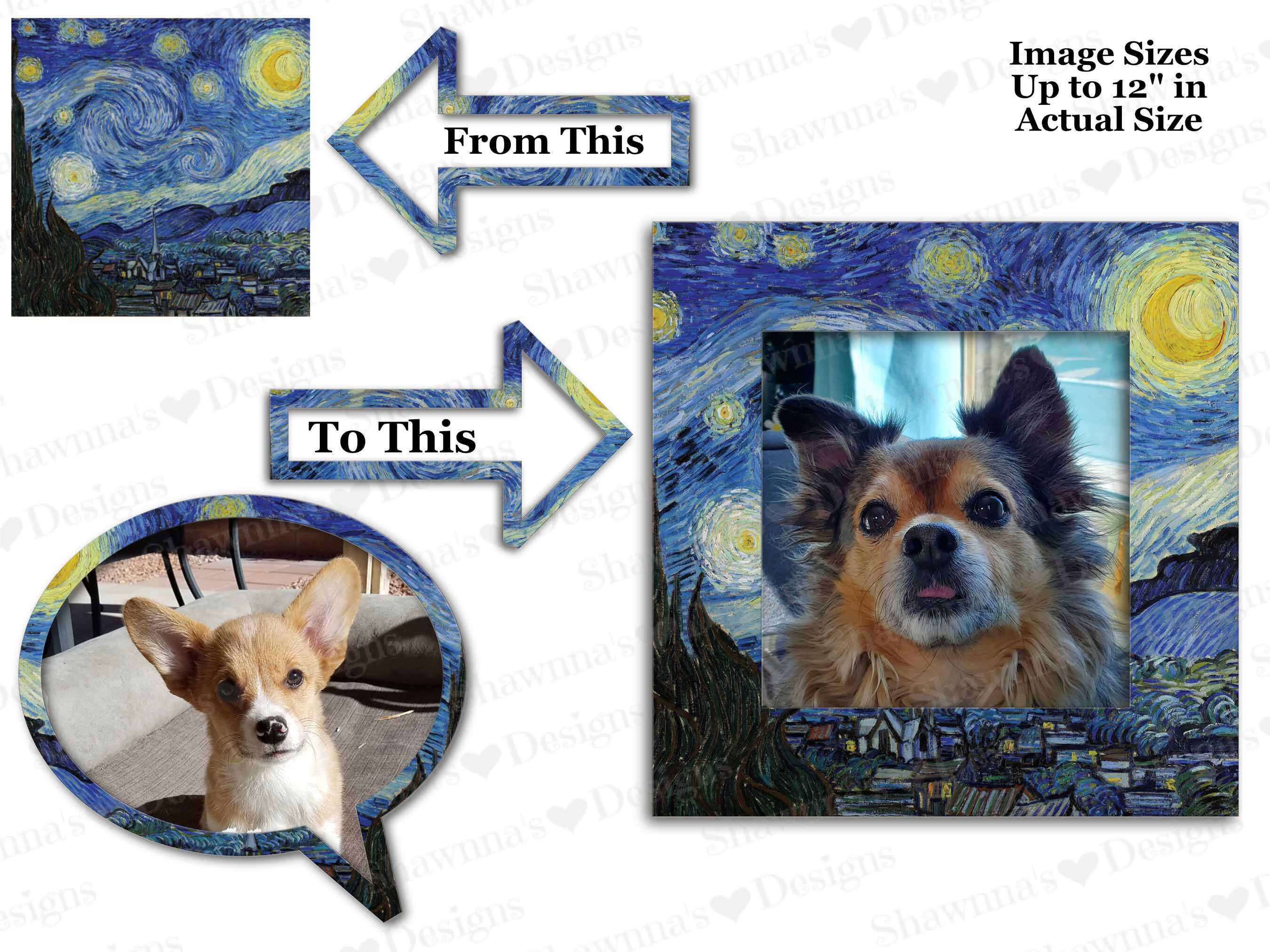 Van Gogh Starry Night Frames Clipart Overlays Design Elements Set - Etsy