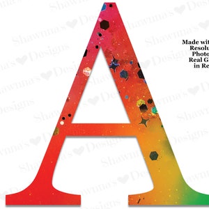Neon Rainbow Glitter Resin Alphabet, Numbers & Symbols Clipart Overlays ...