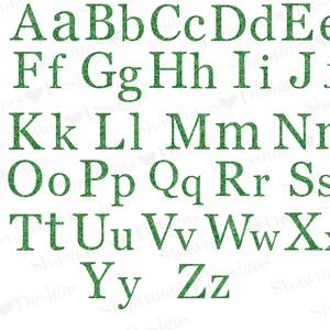Green Chunky Iridescent Glitter Alphabet, Numbers & Symbols Clipart - Etsy