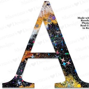 Black and Gold Glitter Resin Alphabet, Numbers & Symbols Clipart Design ...