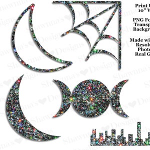 Halloween Clip Art Black Glitter PNG Bundle - Instant Download for ...