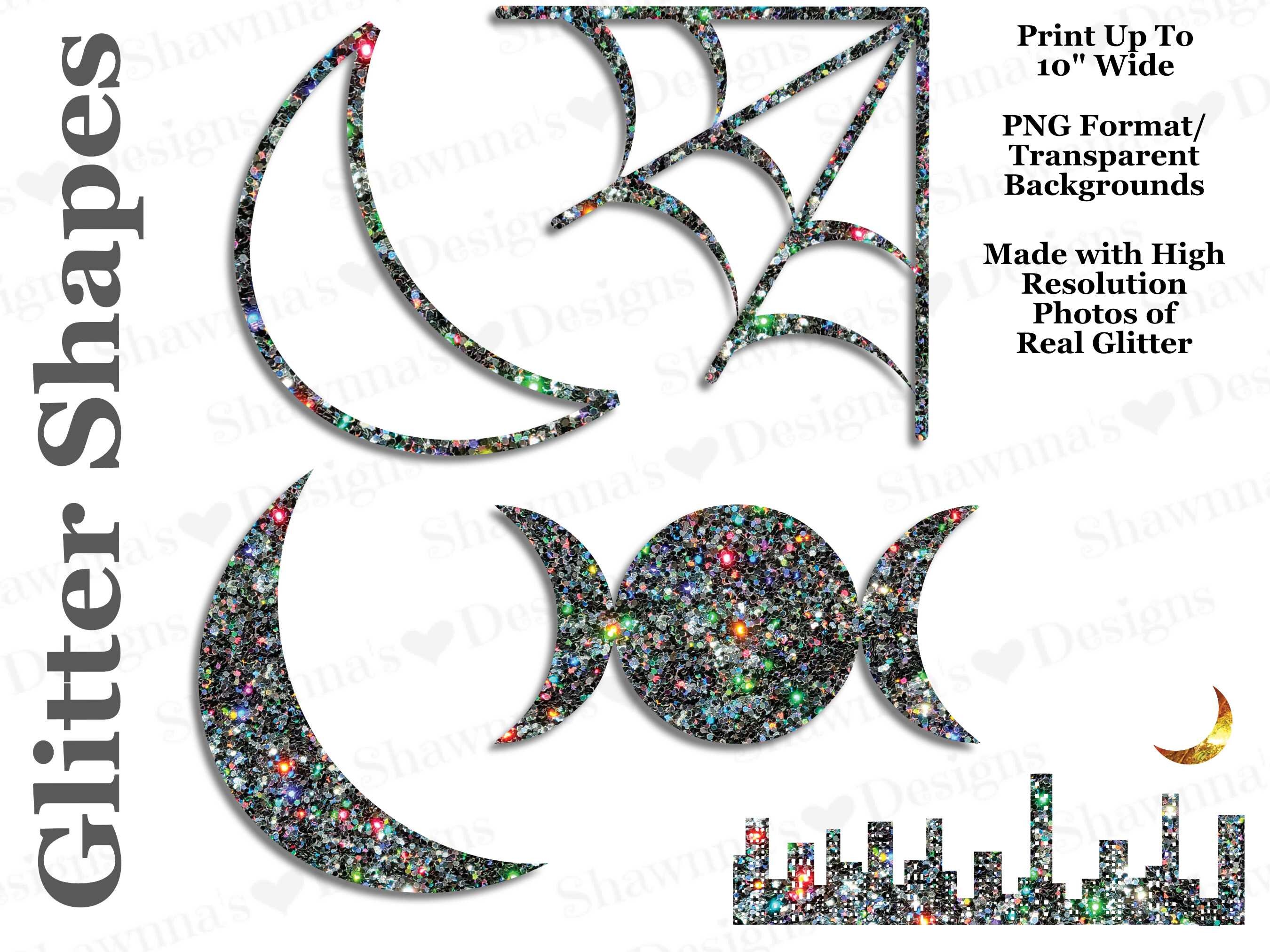 Halloween Clip Art Black Glitter PNG Bundle - Instant Download for ...
