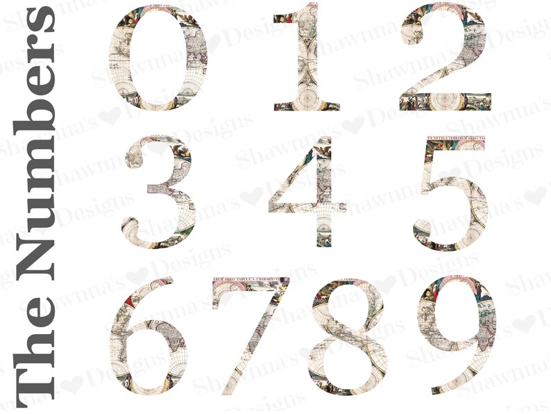 Old World Map From 1685 Alphabet, Numbers & Symbols Clipart Overlays ...