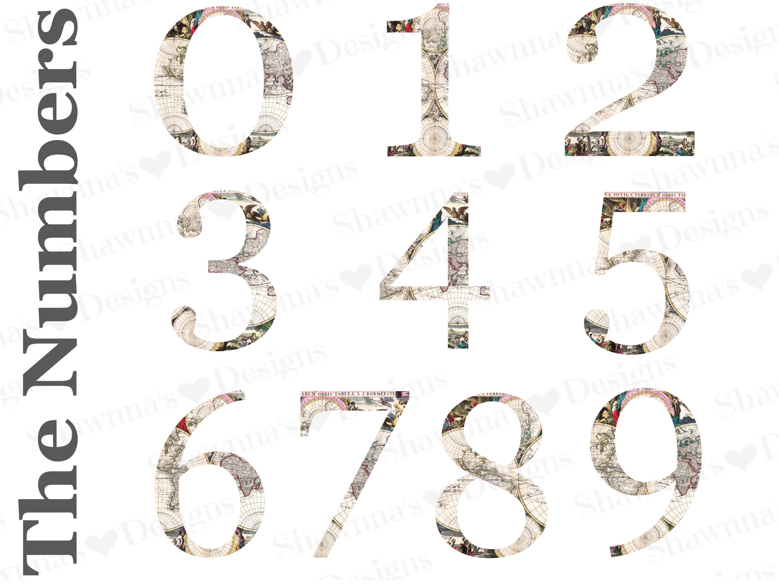 Old World Map From 1685 Alphabet, Numbers & Symbols Clipart Overlays ...