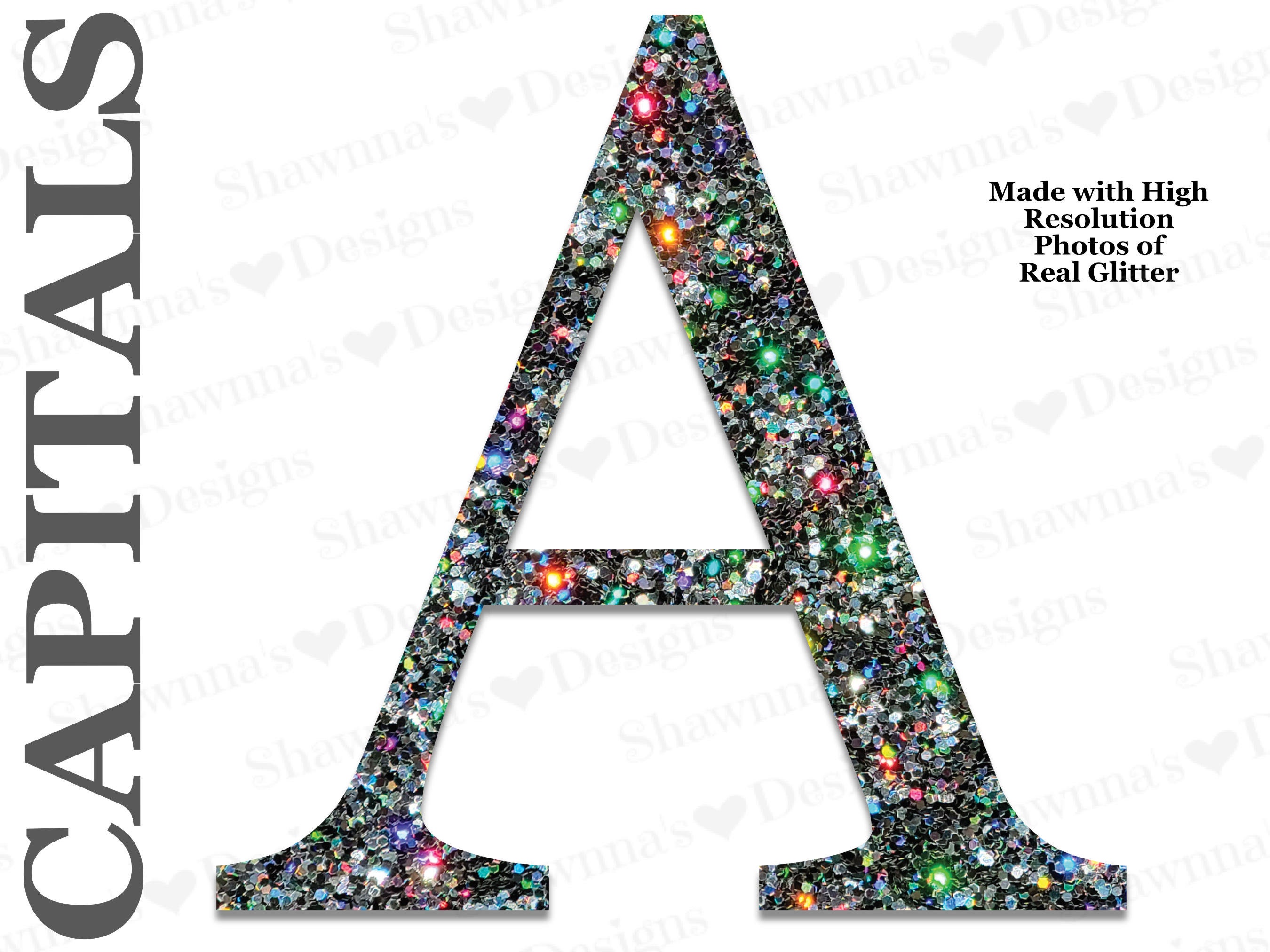 Black Holographic Glitter Alphabet, Numbers & Symbols Clipart - Etsy