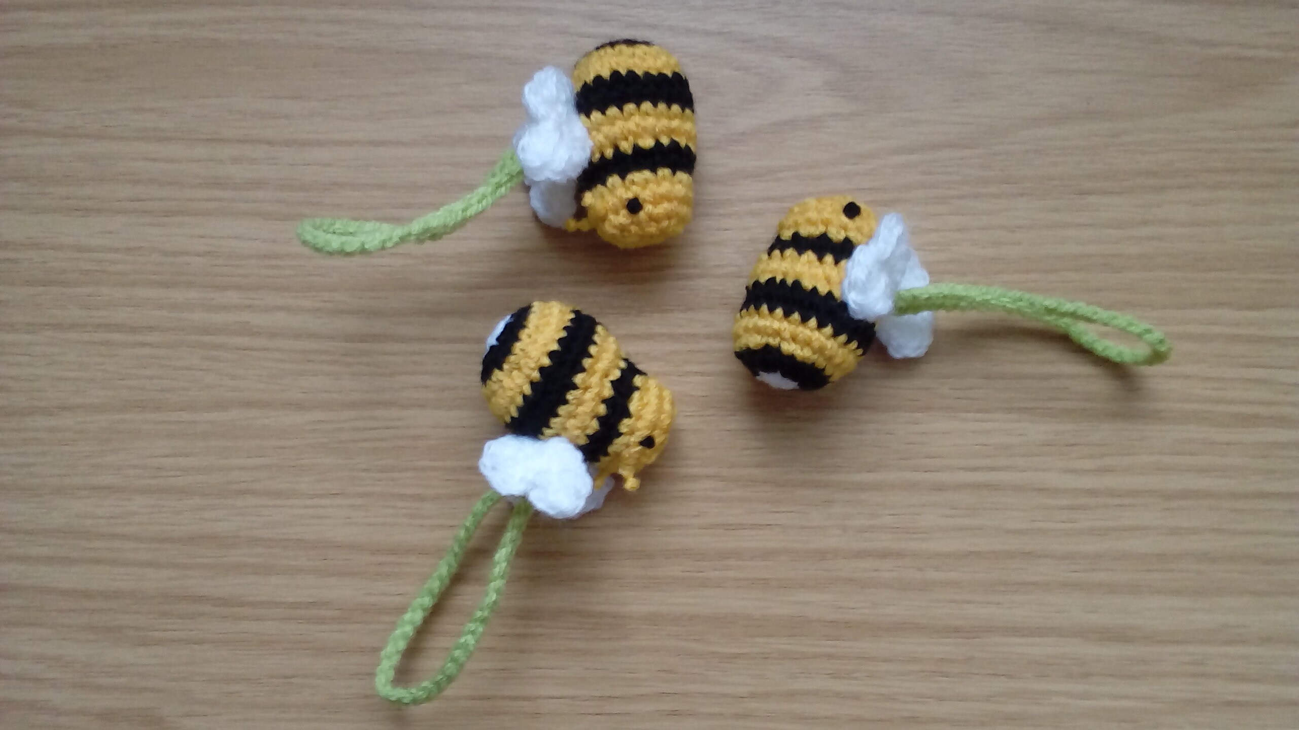 Set of 3 handmade crocheted bee decorations | Etsy