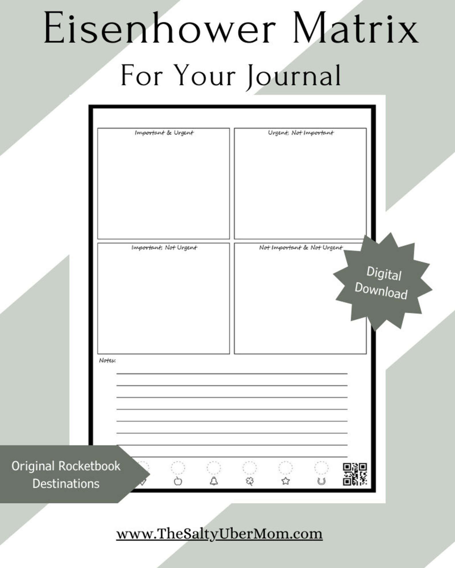 Eisenhower Matrix Journal Page Includes Updated Rocketbook Footer - Etsy