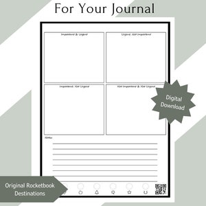 Eisenhower Matrix Journal Page Includes Updated Rocketbook Footer - Etsy