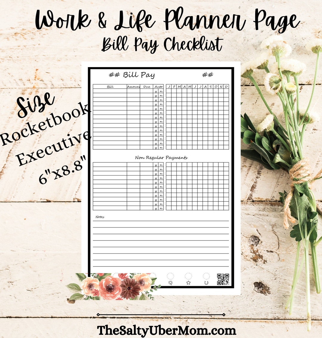 Annual Bill Pay Sheet Digital Download Journal Page for Rocketbook - Etsy