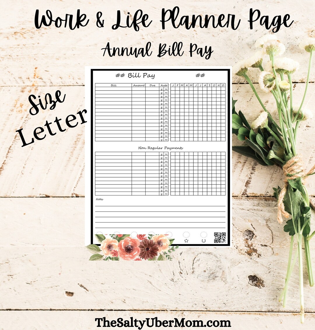 Annual Bill Pay Sheet Digital Download Journal Page for Rocketbook - Etsy