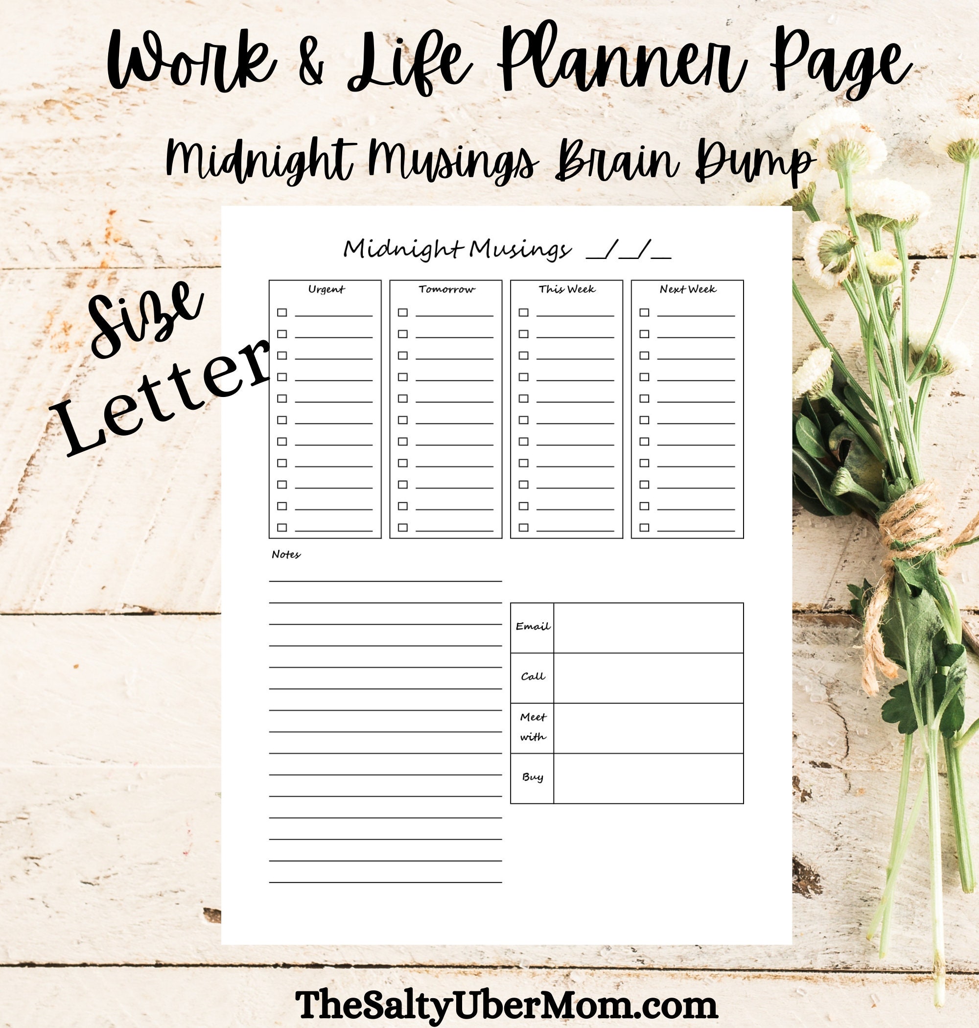 Brain Dump Midnight Musings Planner Page Digital Download Journal Page ...