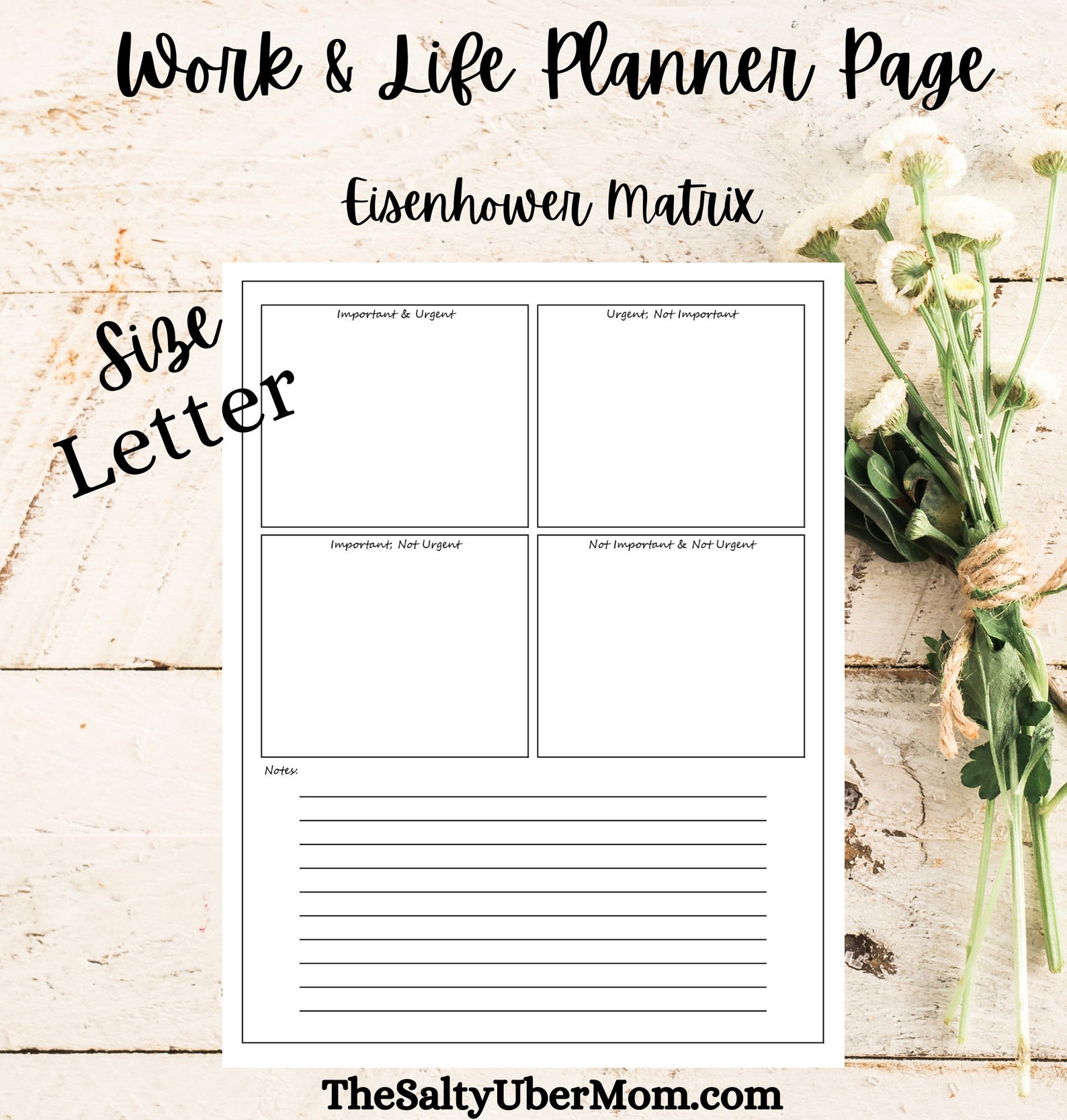 Eisenhower Matrix Digital Download Journal Page - Etsy