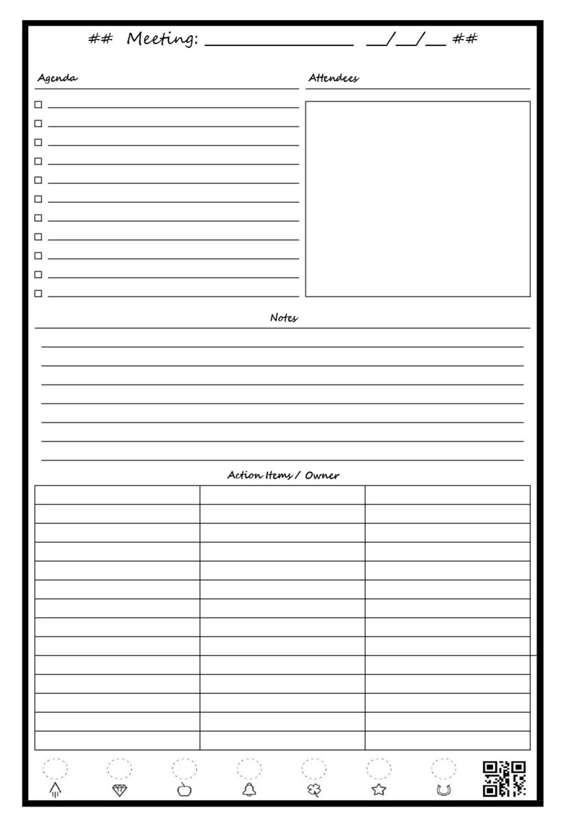 Meeting Page With Notes and Action Items for Rocketbook Planner Digital ...