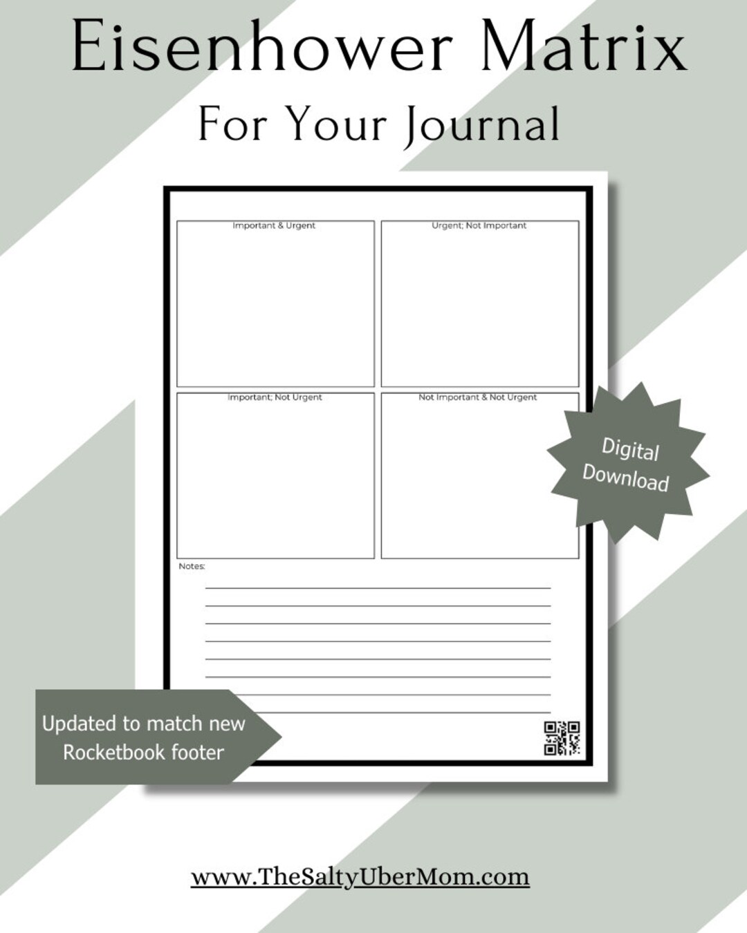 Eisenhower Matrix Journal Page Includes Updated Rocketbook Footer - Etsy