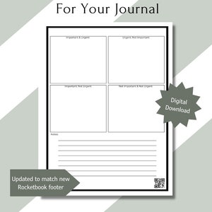Eisenhower Matrix Journal Page Includes Updated Rocketbook Footer - Etsy