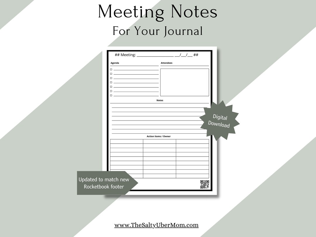 Meeting Notes Journal Page: Rocketbook Compatible (digital Download) - Etsy