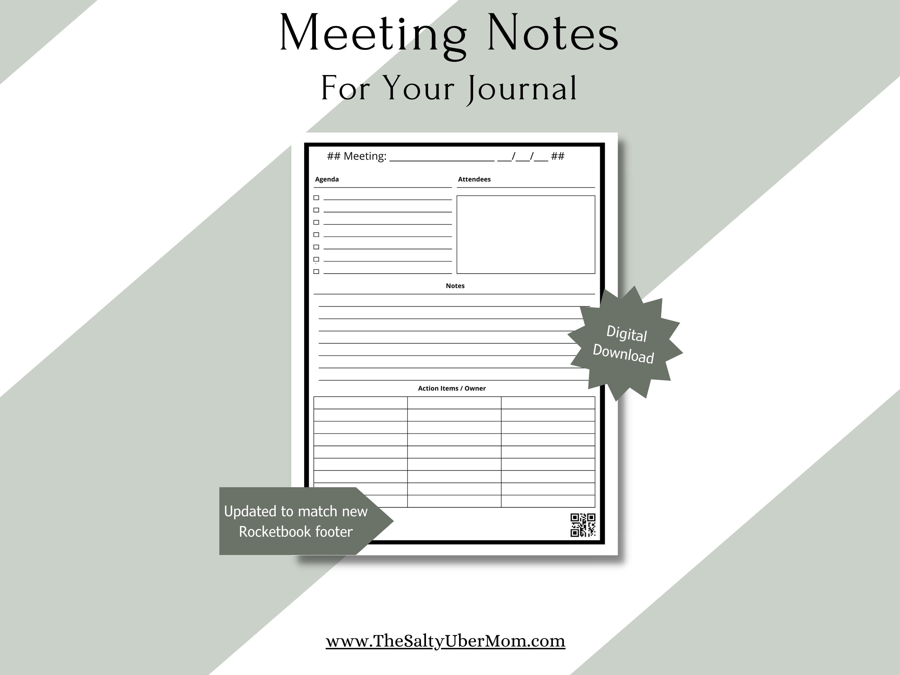 Meeting Notes Journal Page: Rocketbook Compatible (digital Download) - Etsy