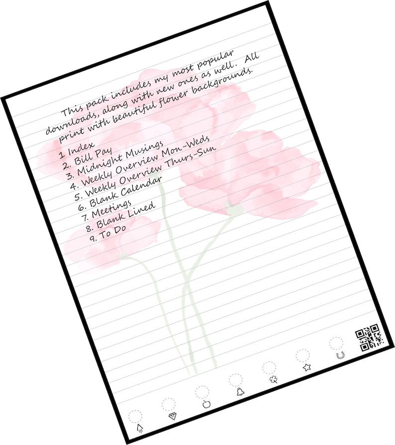 Collection of Flower Notebook Digital Download Journal Page for ...