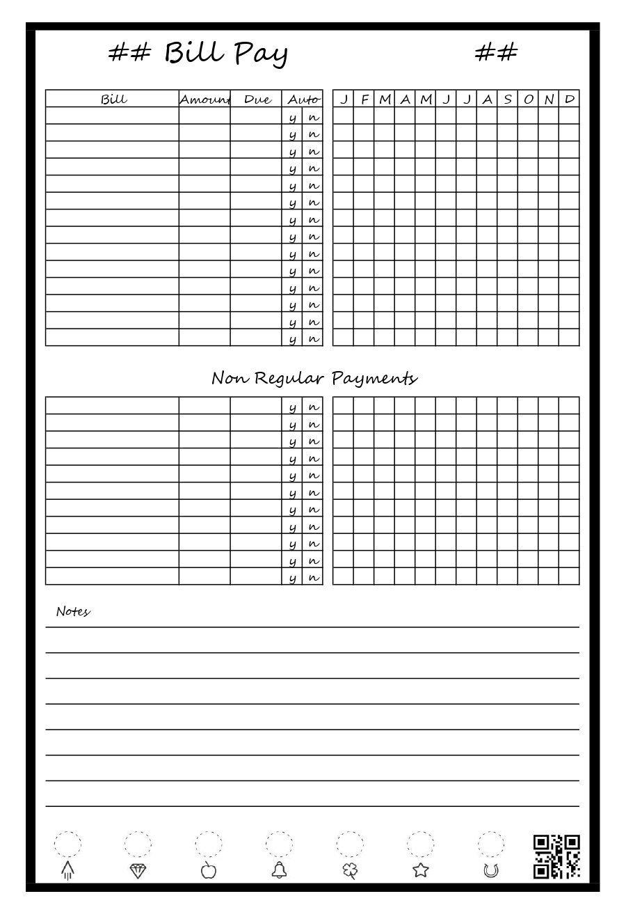 Annual Bill Pay Sheet Digital Download Journal Page for Rocketbook - Etsy