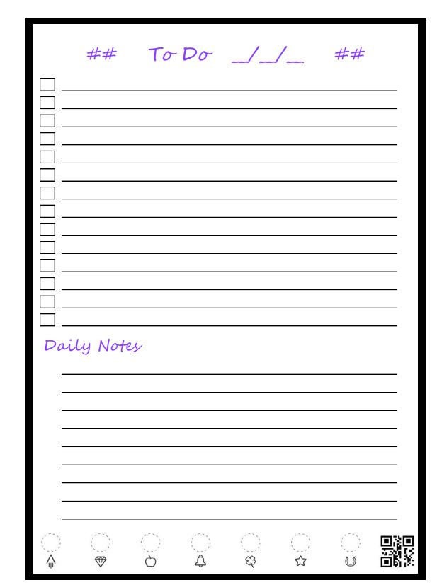 Weekly to Do Page With Daily Notes Digital Download Journal Page With ...
