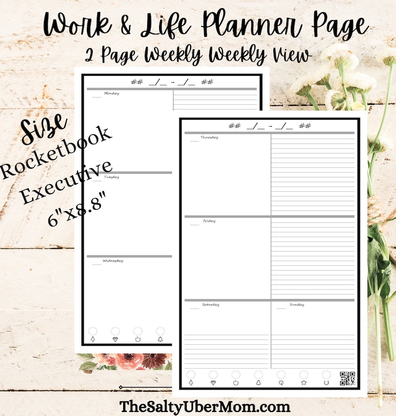Weekly View 2 Page Weekly Calendar Printable Calendar - Etsy