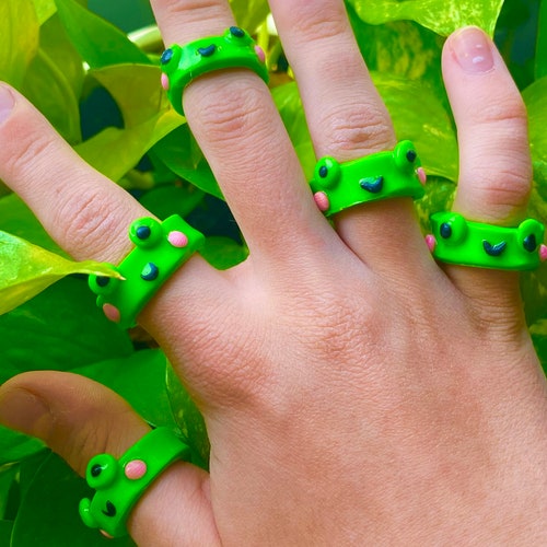 Polymer Clay Rings Animal Rings Frog Ring Clay Frog Ring - Etsy UK