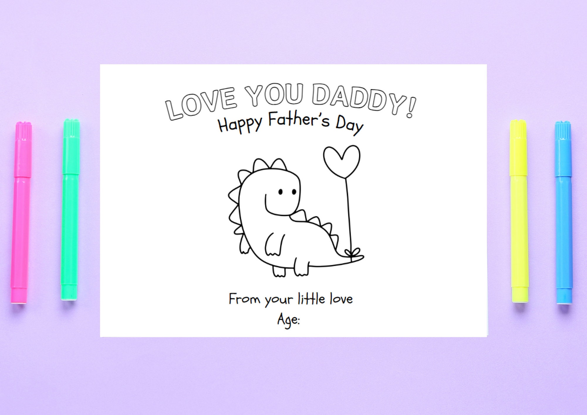 LOVE YOU DADDY! Printable Father's Day Colouring Page. Instant Digital ...