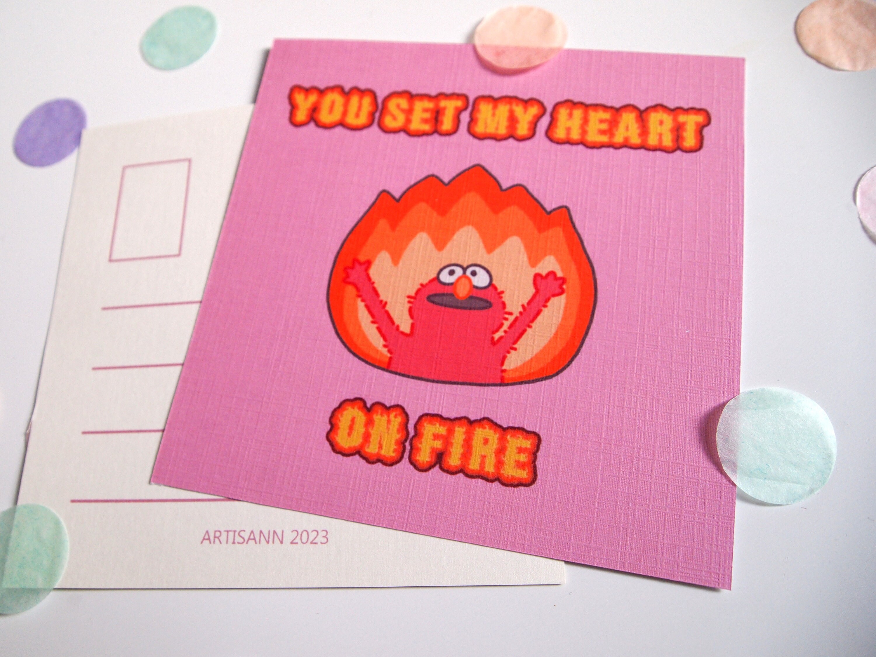 Elmo Fire Meme Post Card Handmade Postcard Cute Kawaii - Etsy