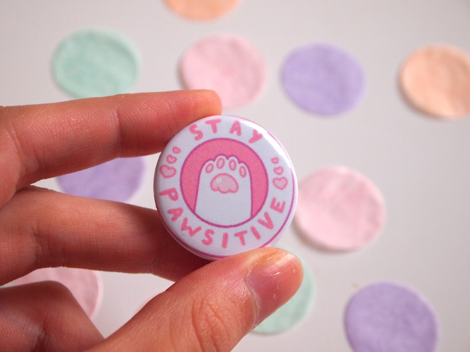 Stay Pawsitive Badge 32mm 58mm Handmade Pin Button Badge - Etsy