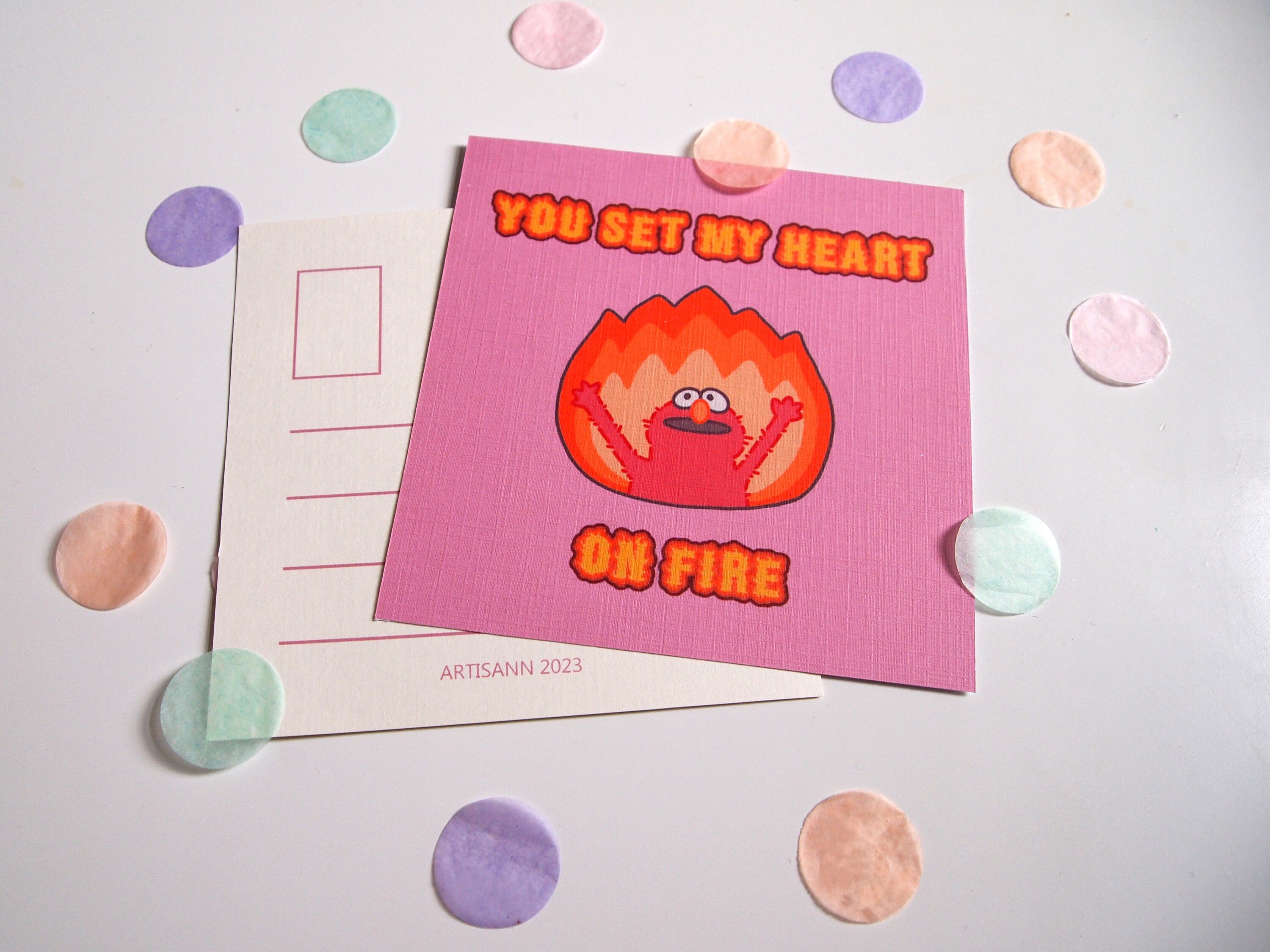 Elmo Fire Meme Post Card Handmade Postcard Cute Kawaii - Etsy