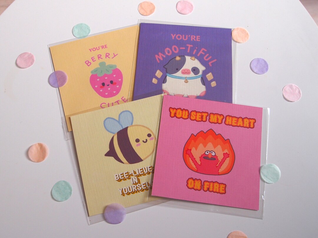 Set of 4 Post Cards | Handmade Postcard | Cute Kawaii Illustration Art ...