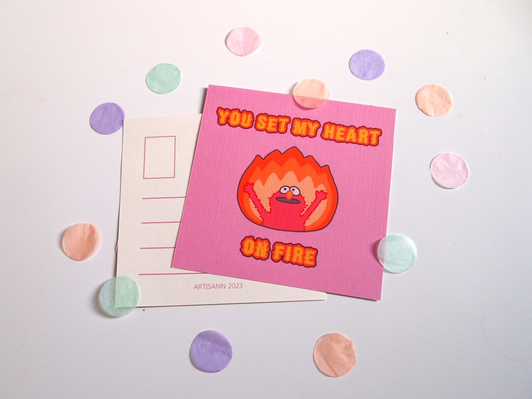 Elmo Fire Meme Post Card Handmade Postcard Cute Kawaii Etsy