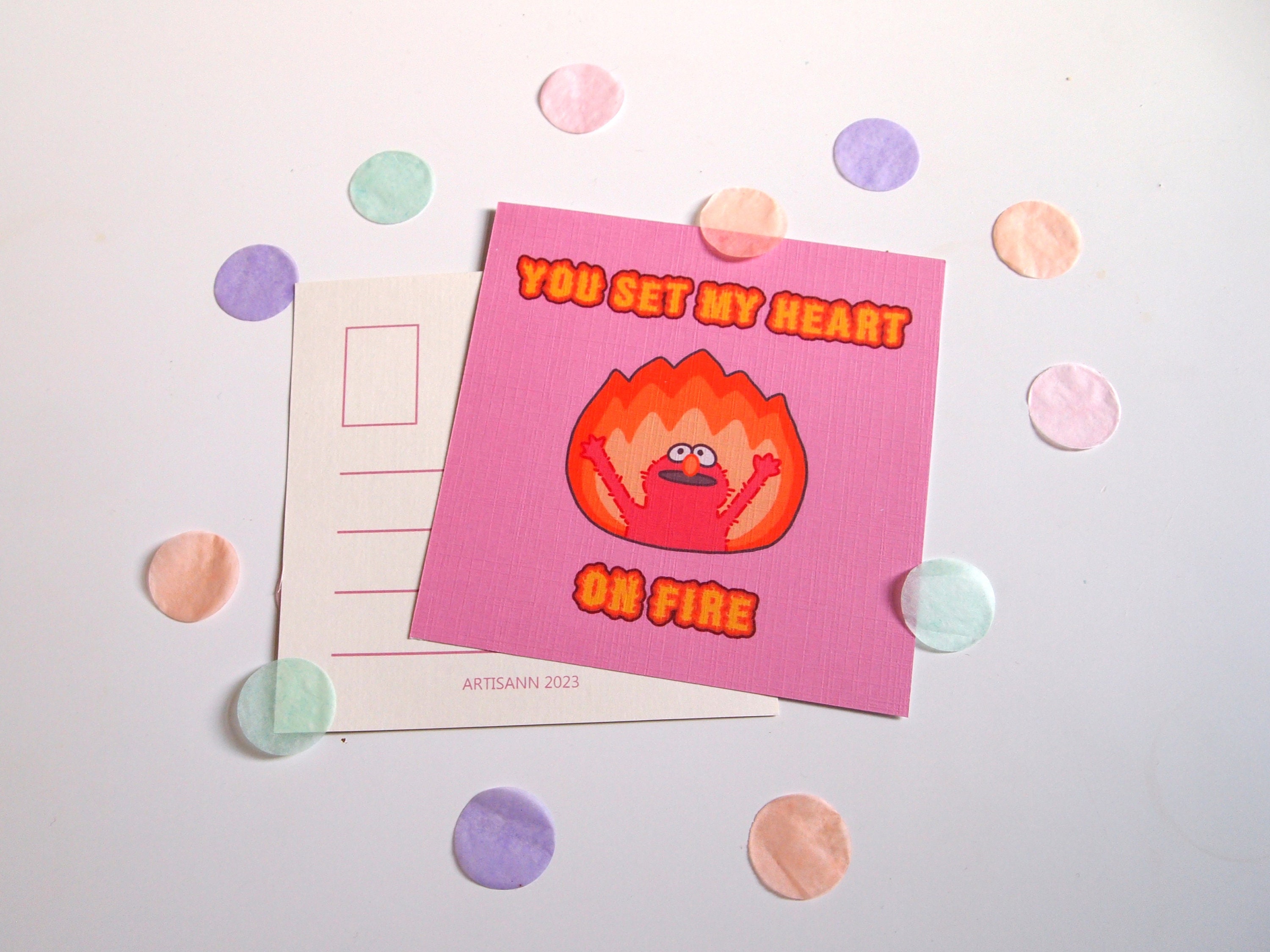 Elmo Fire Meme Post Card Handmade Postcard Cute Kawaii - Etsy