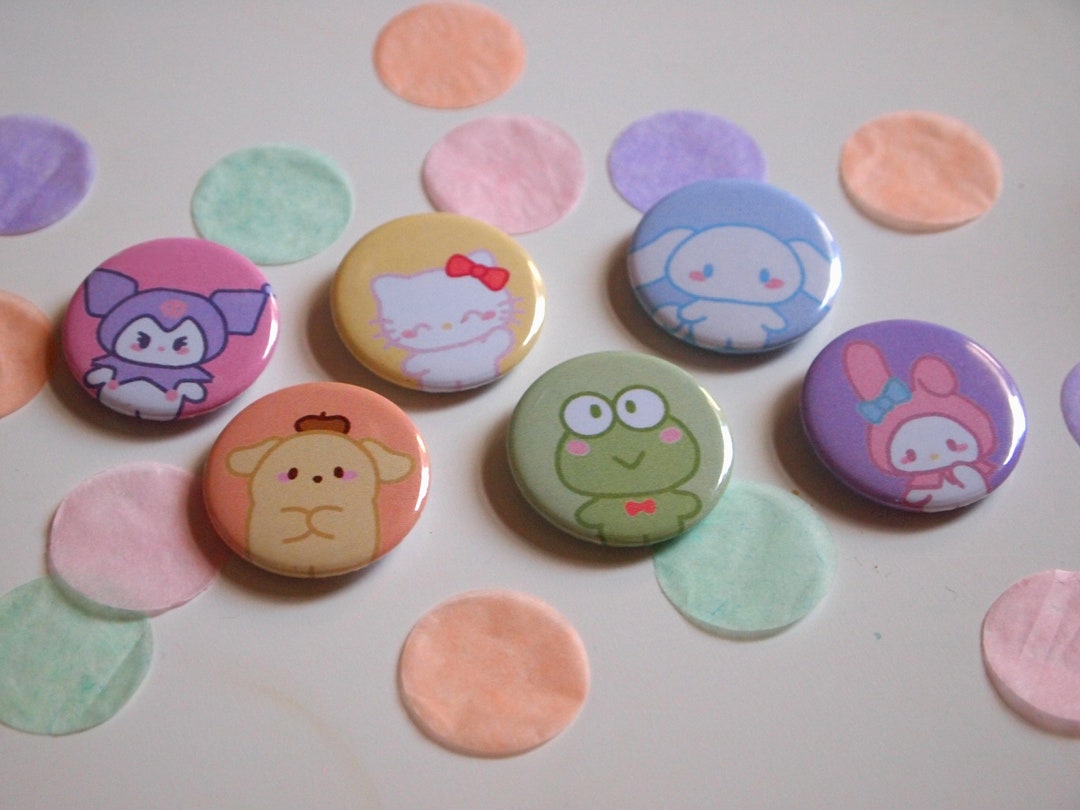 Sanrio Inspired 32mm Badge Set of 6| Handmade Pin Button Badges ...