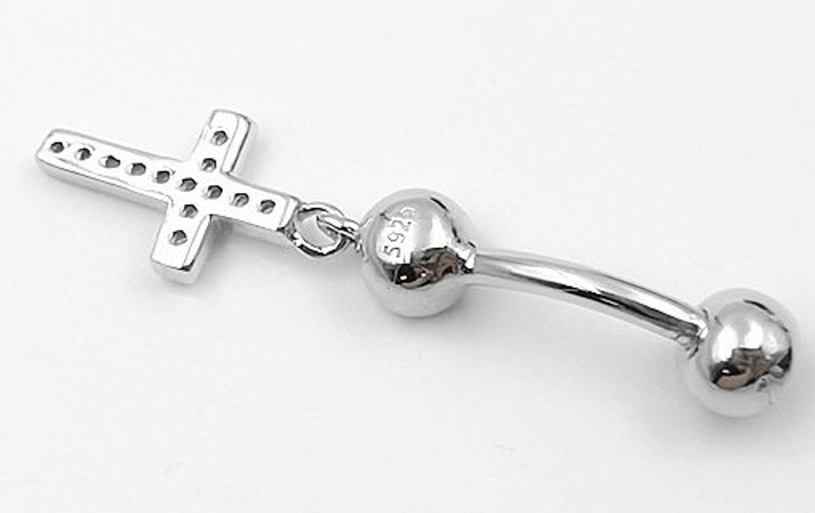 925 Sterling Silver Cross Belly Ring - Etsy