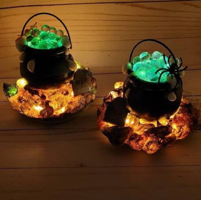 Glow in the Dark Witch Cauldron Lamp: Halloween Decor - Etsy