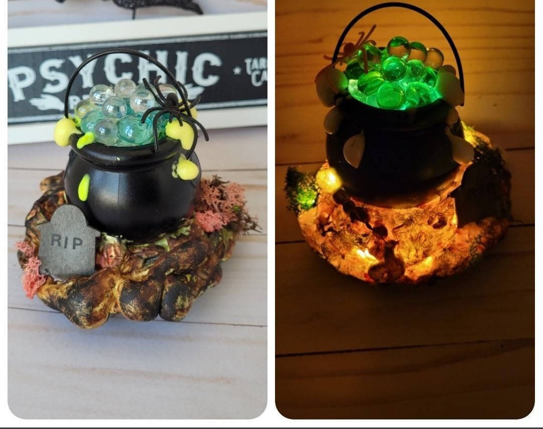 Glow in the Dark Witch Cauldron Lamp: Halloween Decor - Etsy